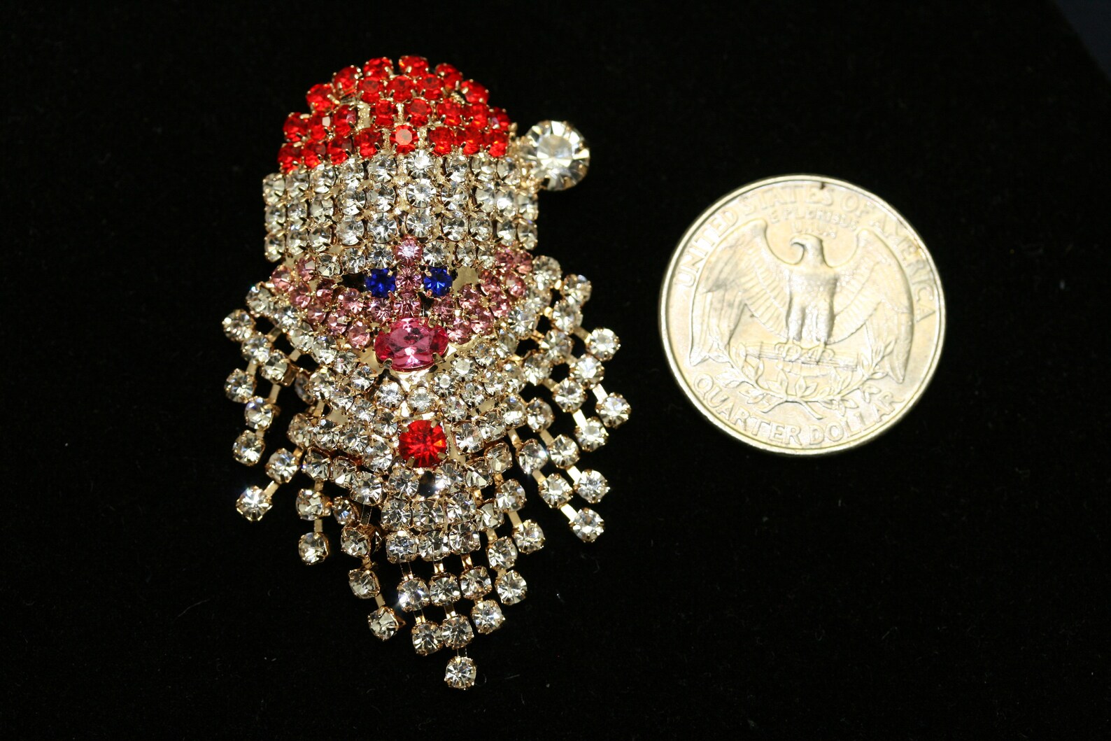 Vintage Sparkly Rhinestone Santa Claus Face Brooch Pin and | Etsy