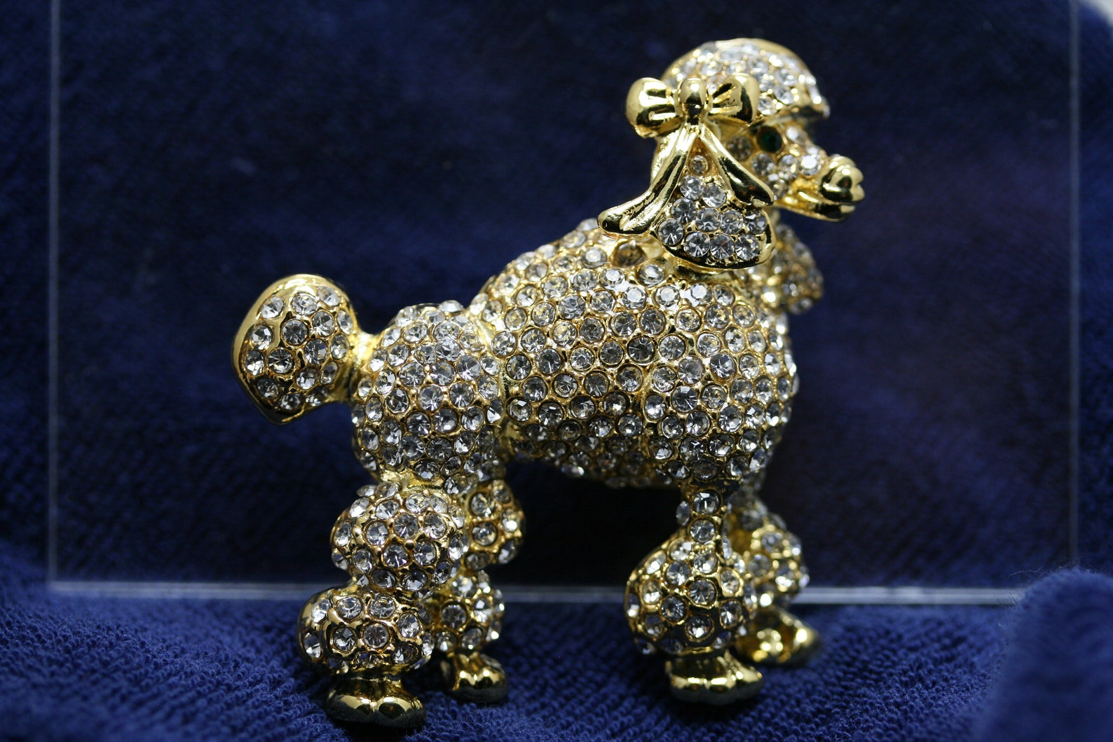 Rhinestone Crystal Poodle-dog-puppy Pin Brooch - Etsy
