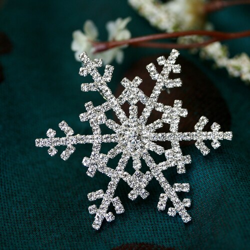 Sparking White Rhinestone Snowflake Brooch Pin Christmas - Etsy
