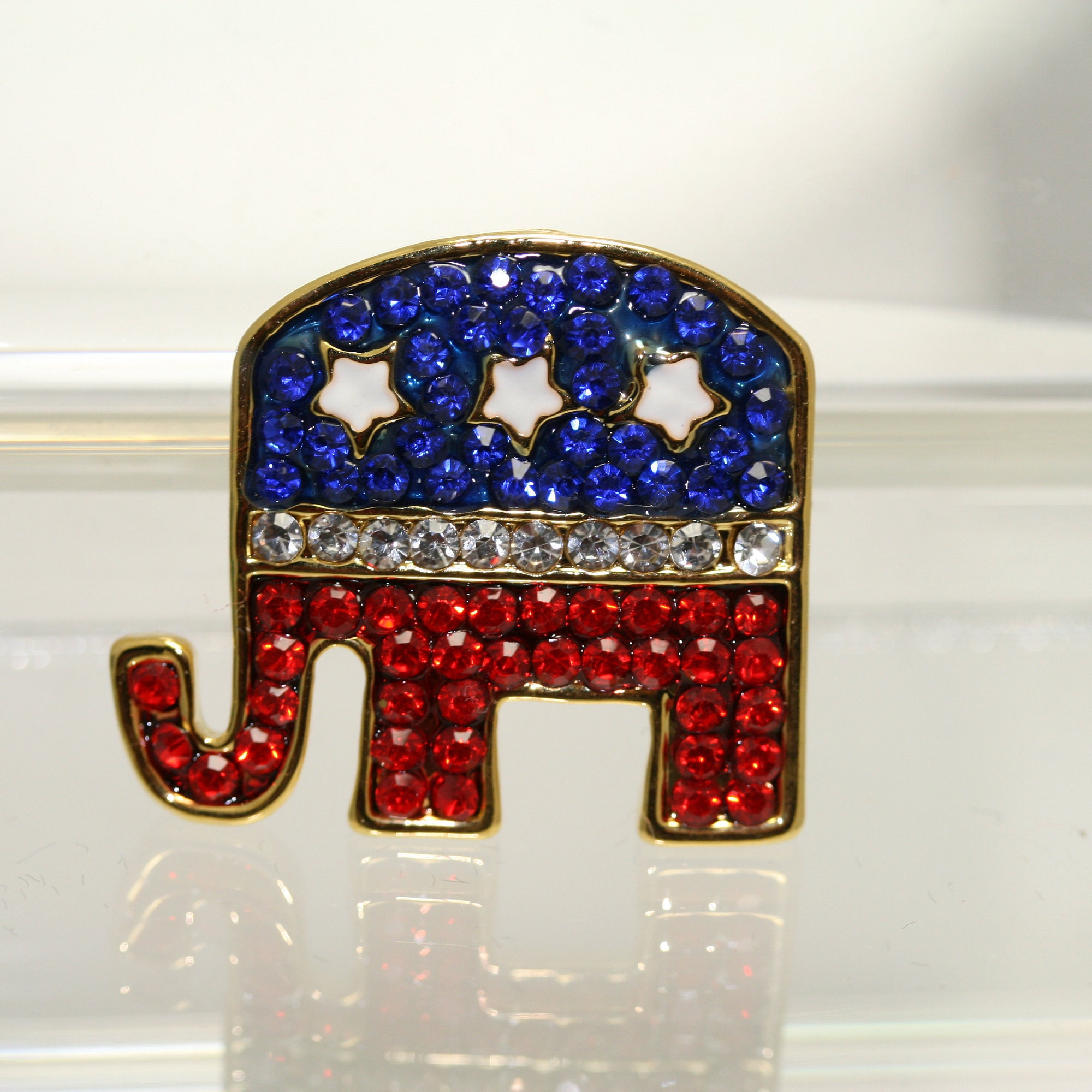 Red White Blue Republican GOP Elephant Sparkling Rhinestone | Etsy