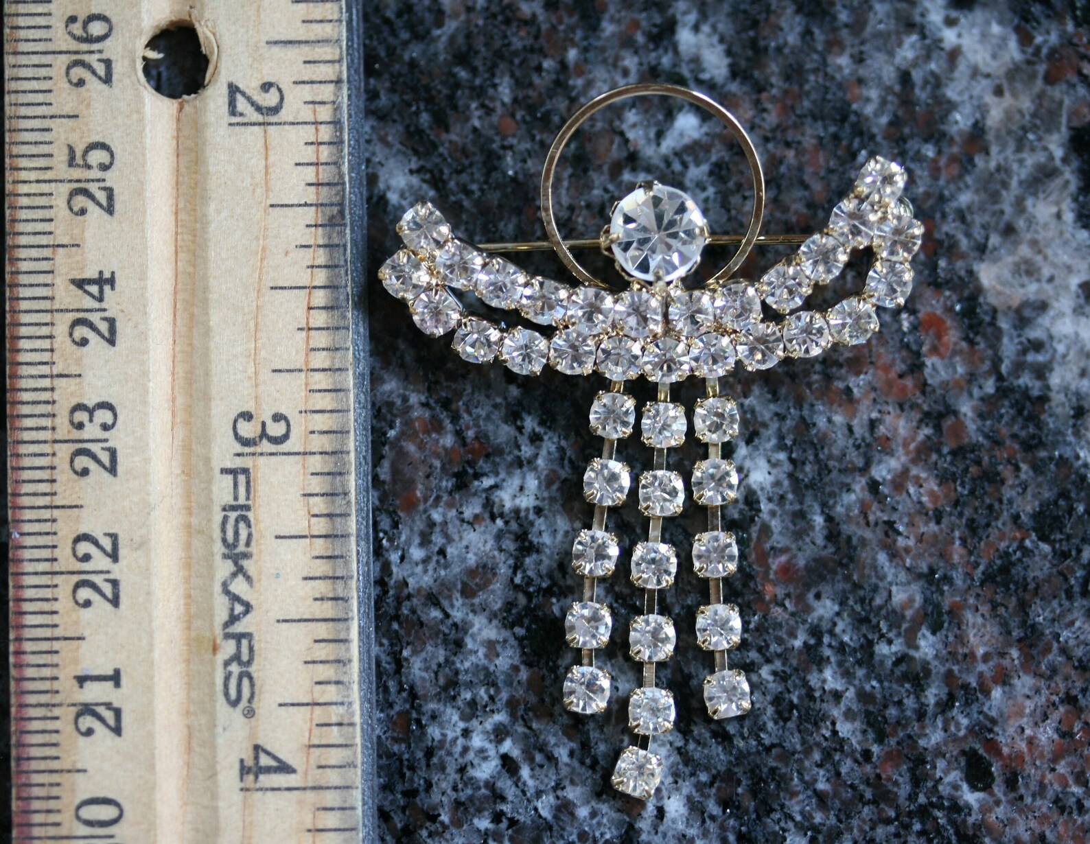 Rhinestone Angel With a Halo Pin and Earrings Set, Crystal Angel Brooch ...