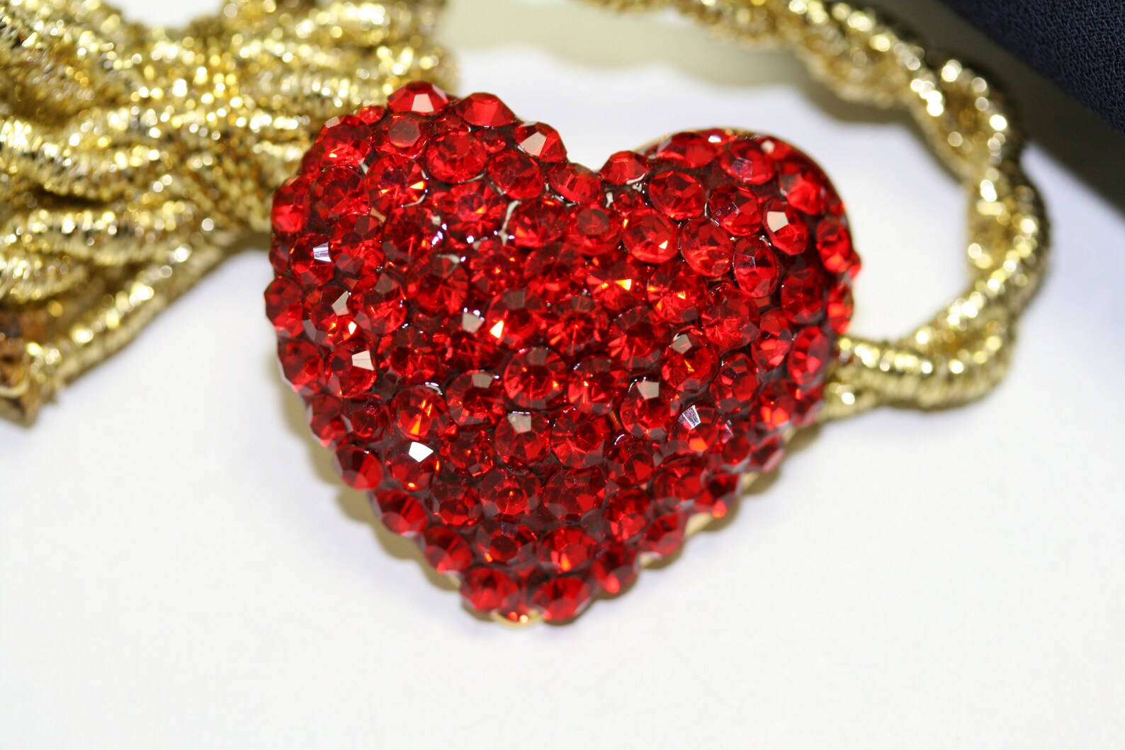 Valentine's Day Pendant Pin & Earrings Set, Red Ruby Rhinestone ...