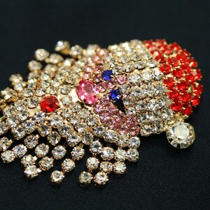Vintage Sparkly Rhinestone Santa Claus Face Brooch Pin and Earrings Set ...