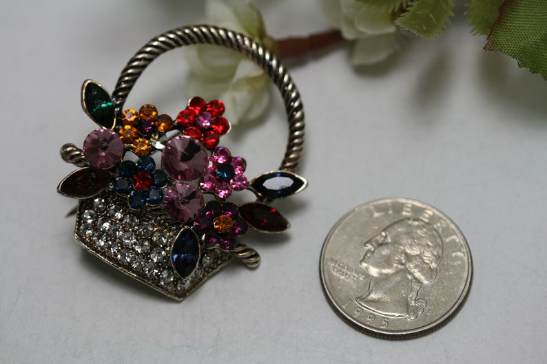 Colorful Antique Flower Basket Brooch Pin Artificial Crystal - Etsy