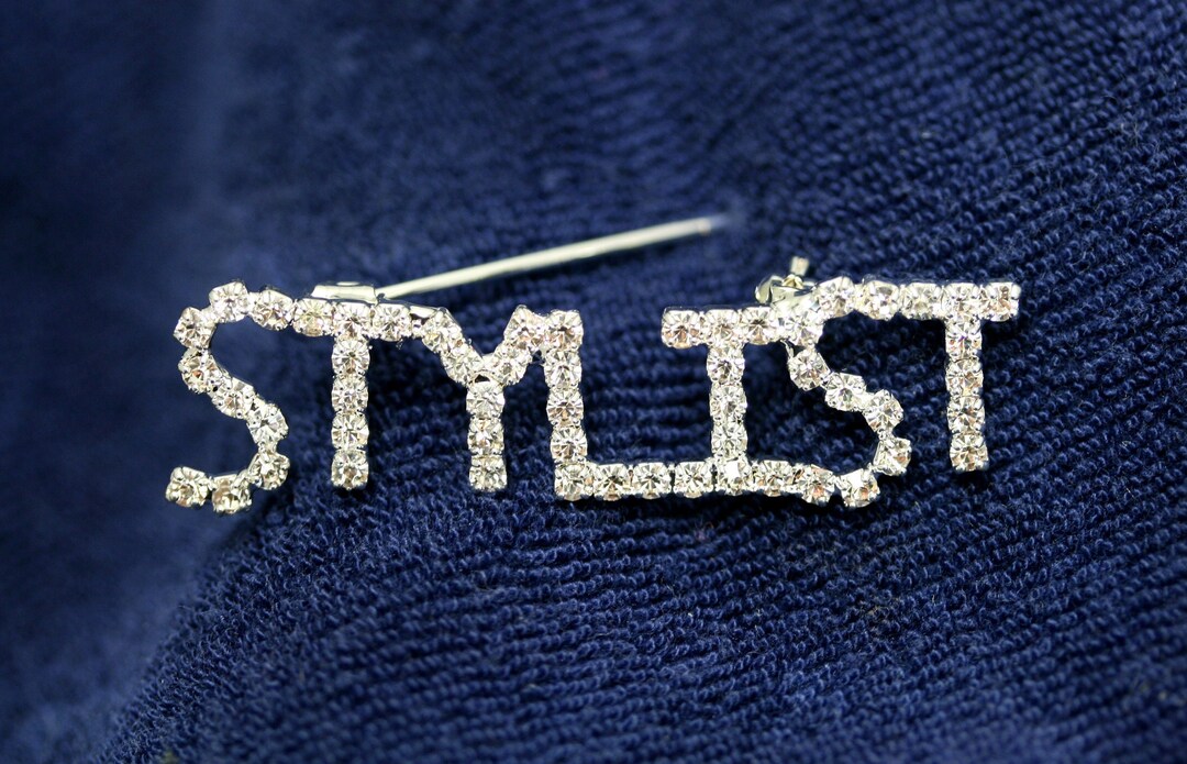 Rhinestone Word Pin stylist, Beauty Salon Designer STYLIST Word Letters ...