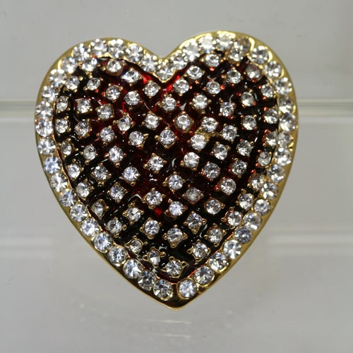 Beautiful Rhinestone Heart Pin Brooch for Valentines Day - Etsy