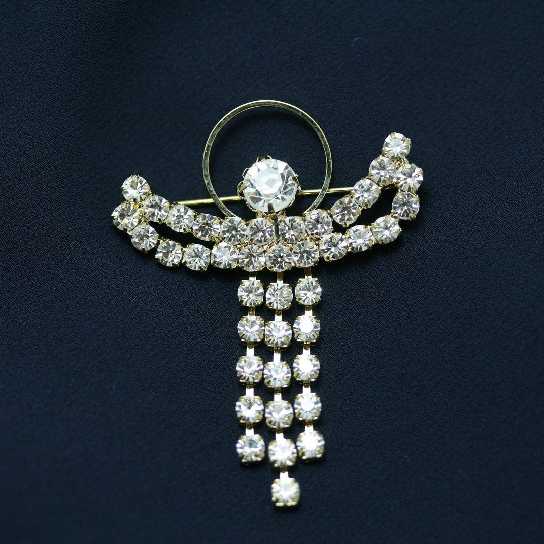 Rhinestone Angel With a Halo Pin and Earrings Set, Crystal Angel Brooch ...