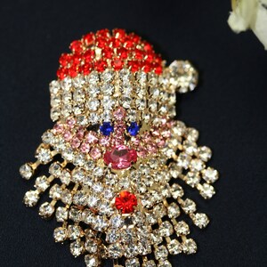 Vintage Sparkly Rhinestone Santa Claus Face Brooch Pin and Earrings Set ...
