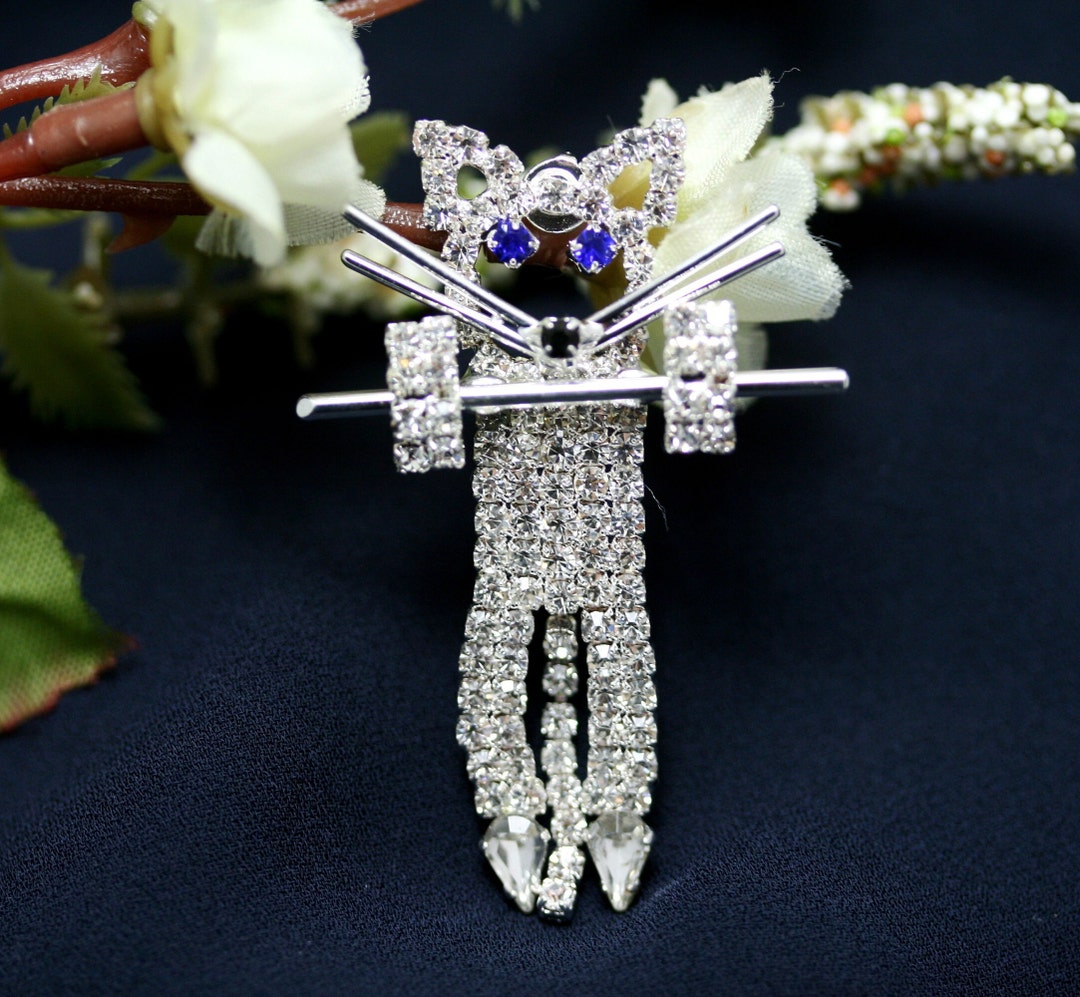 Crystal Diamond Rhinestone Cat Tac Pin Brooch Cats Ladies Fashion Pins ...
