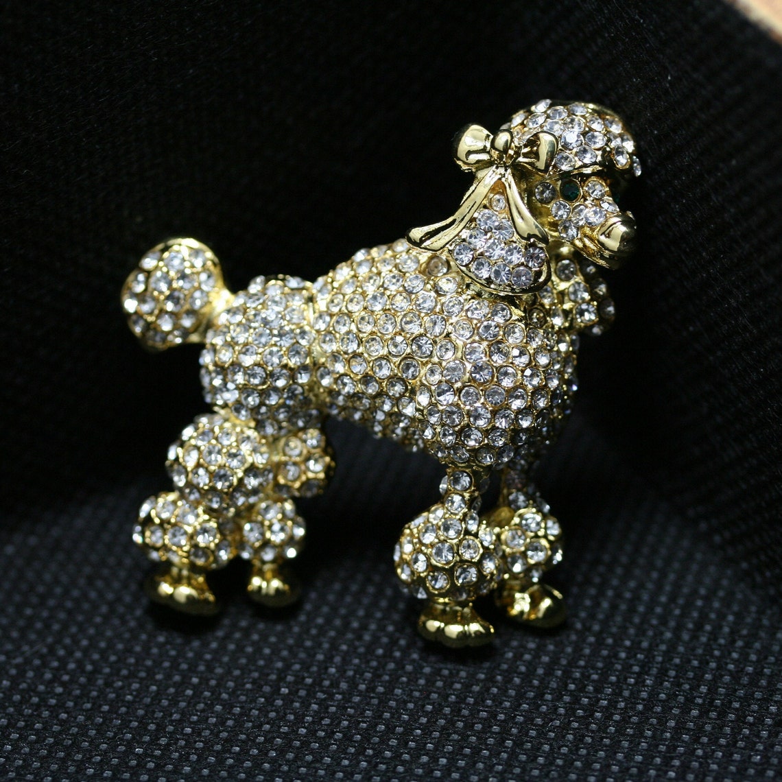 Rhinestone Crystal Poodle-dog-puppy Pin Brooch - Etsy