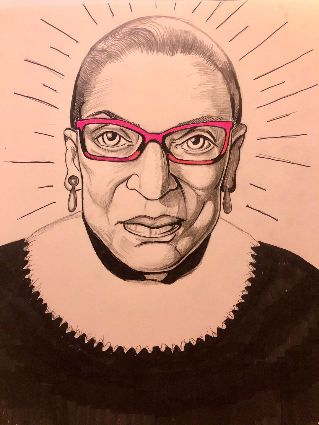 RBG Hand Drawn Portrait - Etsy