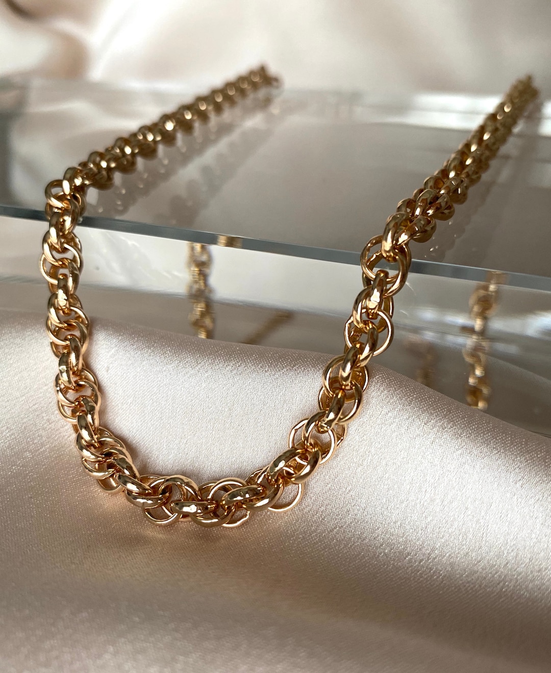 18k Gold Plated Chain Necklace Gold Vintage Jewelry Herringbone ... 18k Gold Plated Chain Necklace Gold Vintage Jewelry Herringbone ...