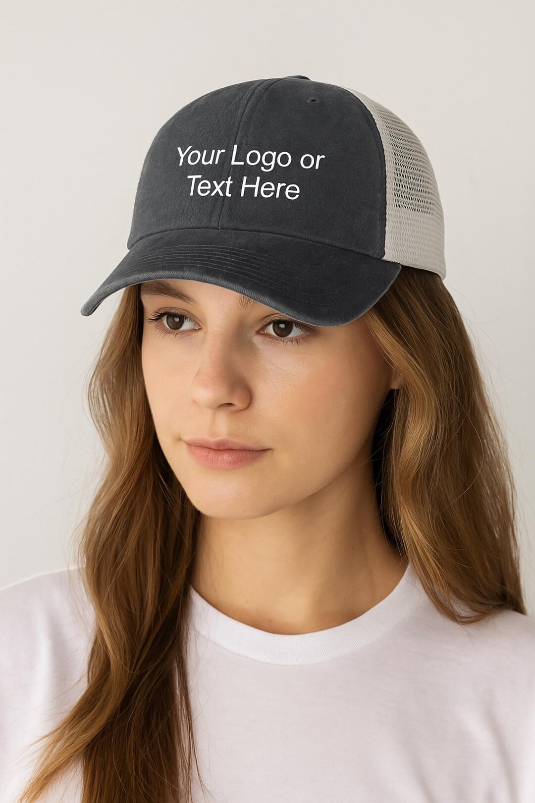 Custom Personalized Logo Text Embroidered Pigment-dyed Trucker Cap - Etsy