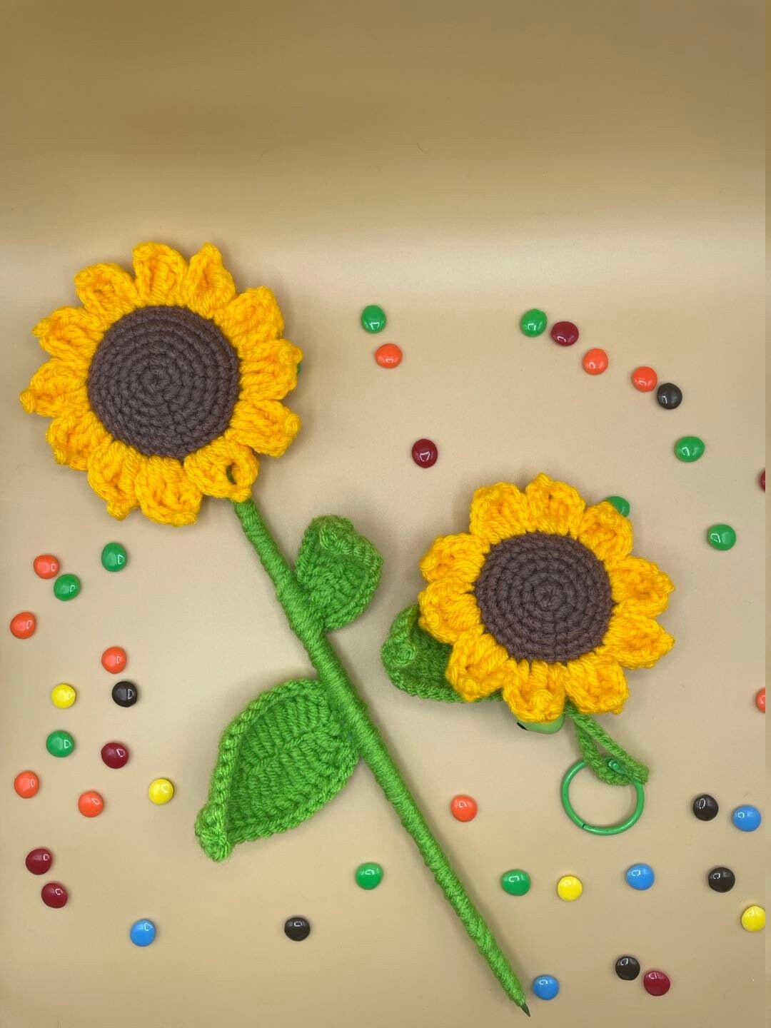 Cute Sunflower Crochet | Handmade Crochet Sunflower Keychain ...