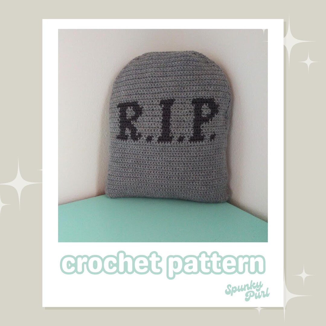 Rest in Peace Pillow - Crochet Pattern - Halloween Decor - Tombstone ...
