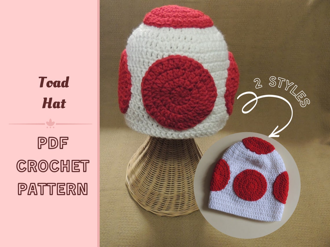 Toad Hat Pattern Crochet Pattern Mario Kart Super Mario - Etsy