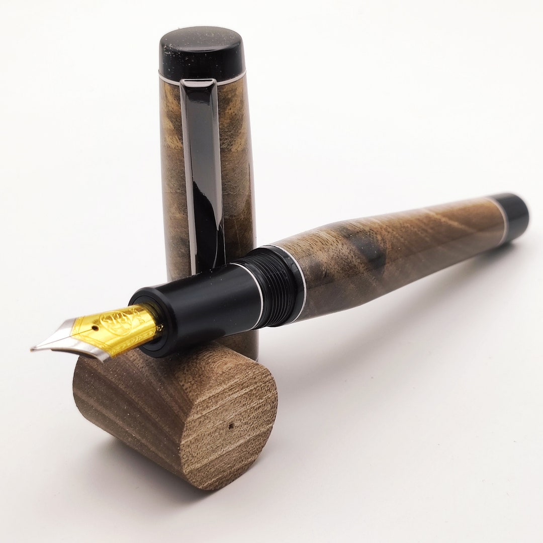 Walnut and Ebonite Fountain Pen/bespoke Fountain Pen Made of Italian ...