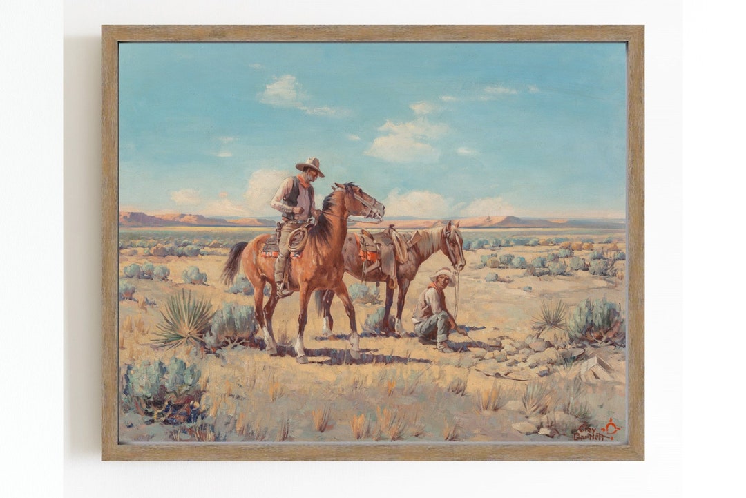 Cowboys CANVAS ROLLS Art Print | Oil Desert Old West | Western Horse ...