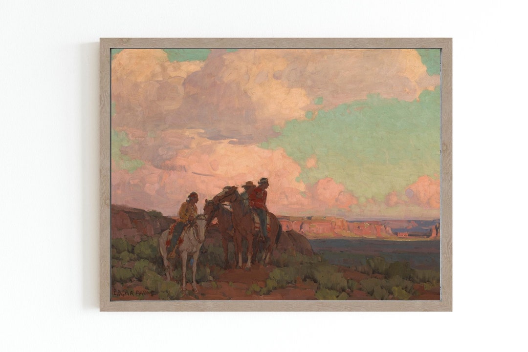 Native Americans CANVAS ROLLS Art Print | Oil Horse Riders Old West ...