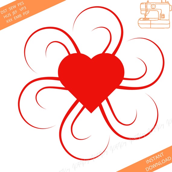 Heart Machine Embroidery Design Red Heart Machine | Etsy