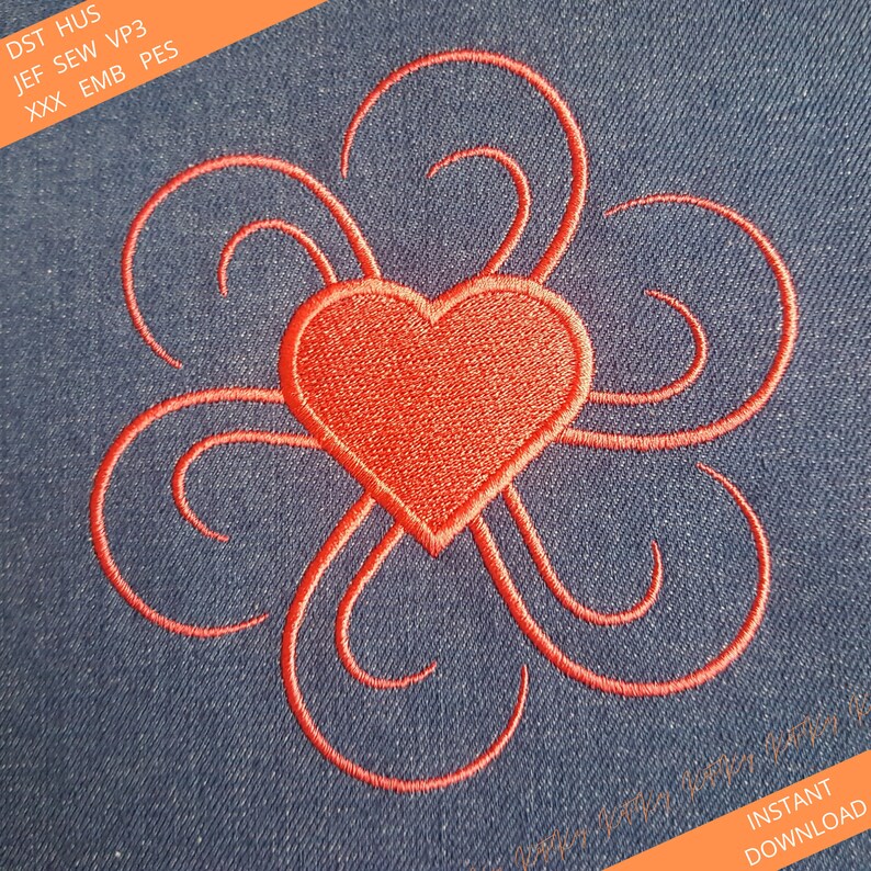 Heart Machine Embroidery Design, Red Heart, Machine Embroidery, Heart ...