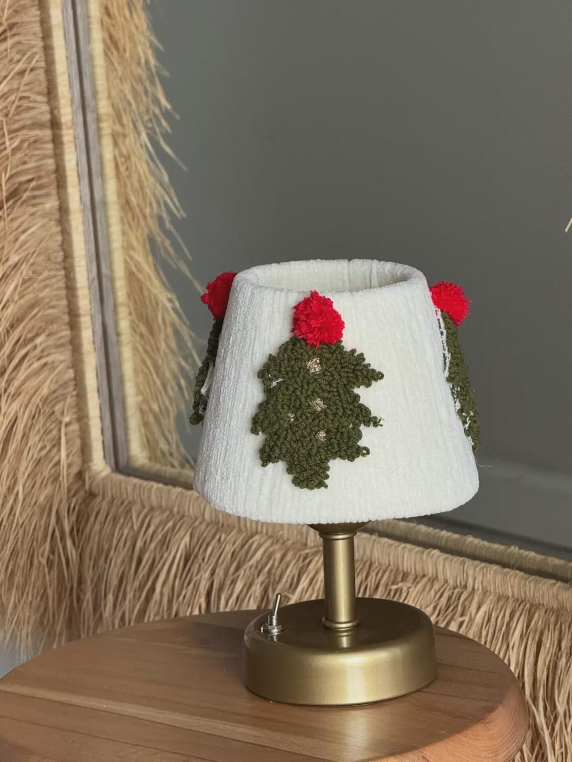 Christmas Tree Velvet Table Lamp – Handmade Cordless LED Light ...