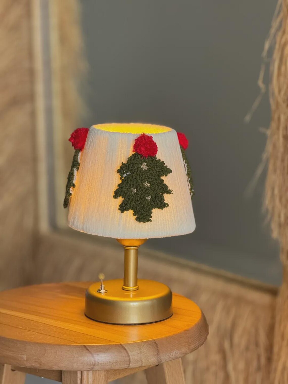 Christmas Tree Velvet Table Lamp – Handmade Cordless LED Light ...
