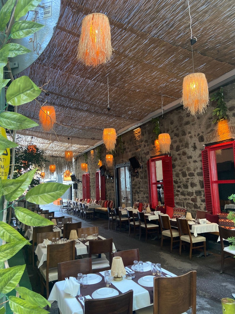 Raffia Bohemian Chandelier, Raffia Pendant Lamp, Bohemian Lighting ...