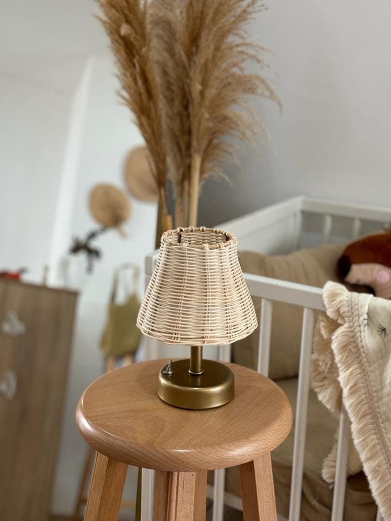 Rattan Lampshade, Table Lighting Rattan, Portable Battery Powered, Led ...