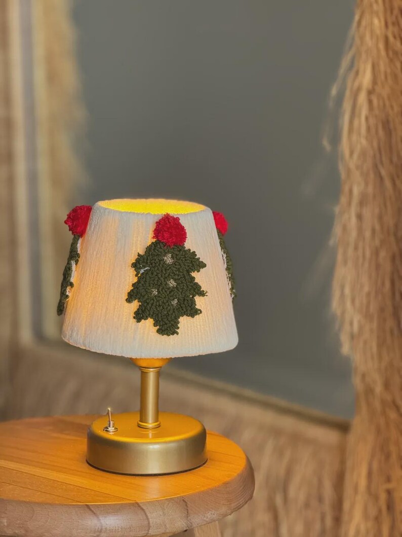 Christmas Tree Velvet Table Lamp – Handmade Cordless LED Light ...