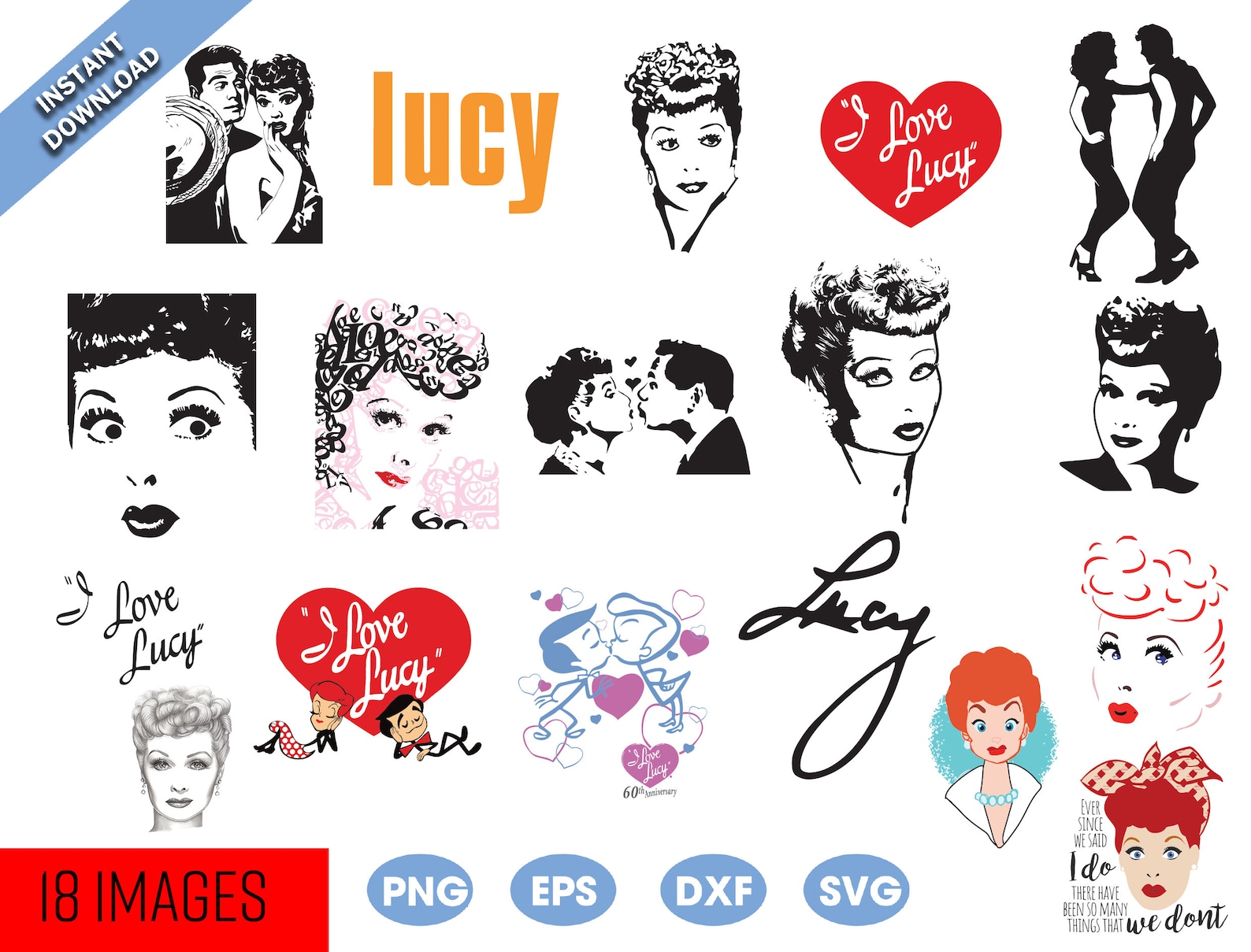 Bundle 18 I Love Lucy SVG Bundle Silhouette Cut | Etsy