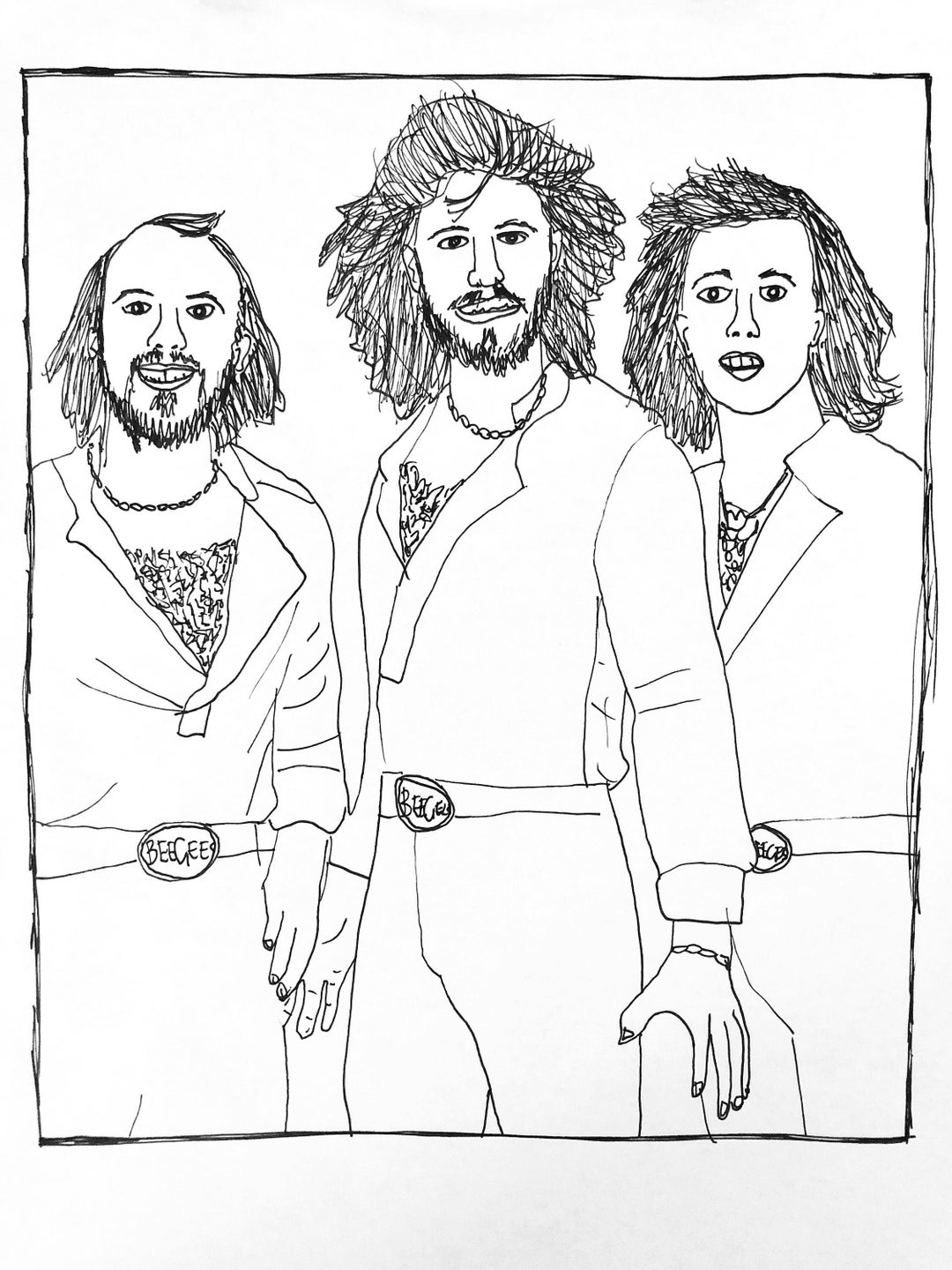 Bee Gees Fan Tribute Art Print Line Drawing Illustration Maurice Gibb ...