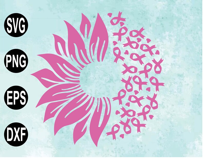 Sunflower Breast Cancer Awareness Ribbon Svg Cut File To Use Etsy