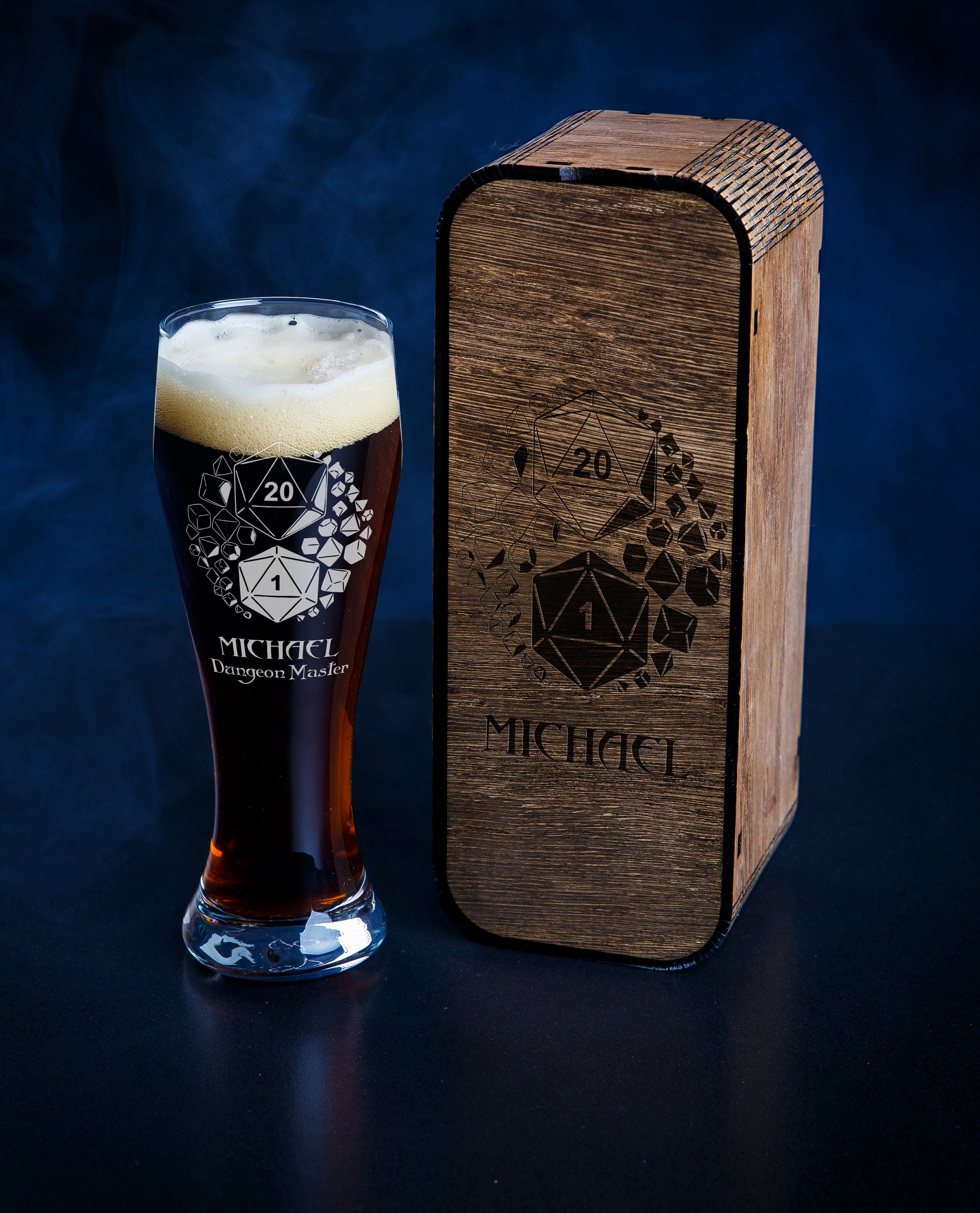 Personalized Beer Glass and Wooden Box 220 Wooden Boxed Beer - Etsy