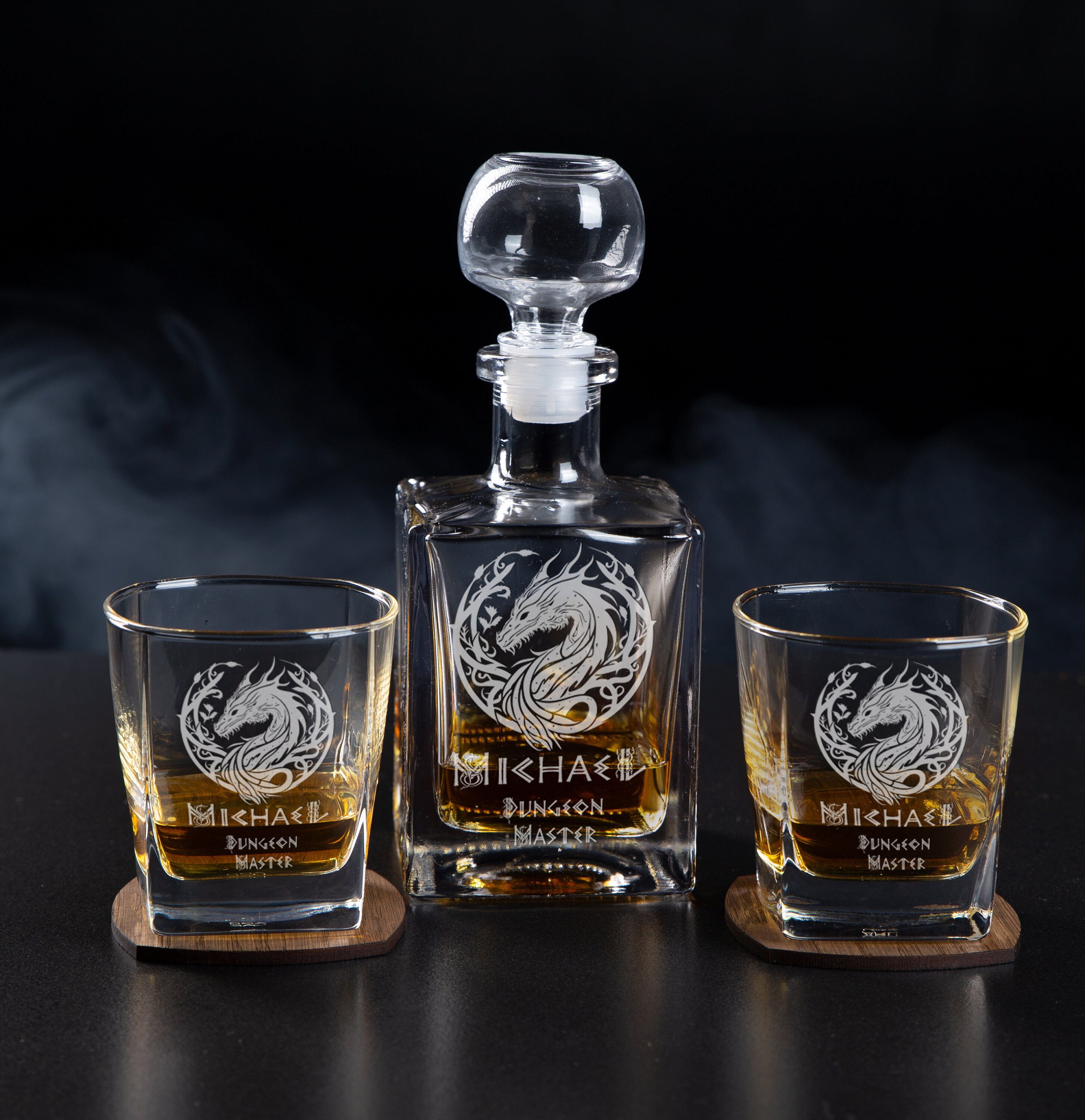 Personalized Dragon Whiskey Decanter Set - 151 - : Engraved Gift for ...