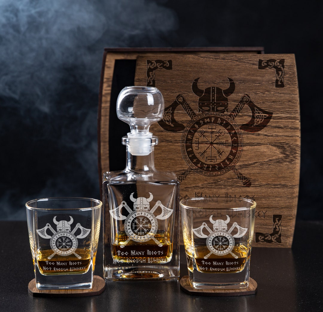 Personalized Viking Whiskey Decanter Set - 152 - : Engraved Wood Box ...