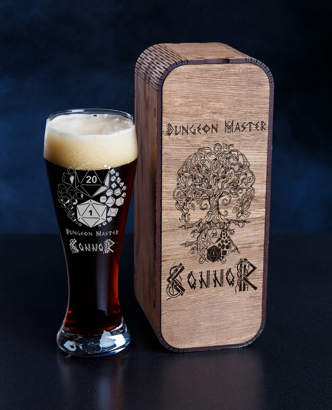 Personalized Beer Glass and Wooden Box -224- Wooden Boxed Beer Glass ...