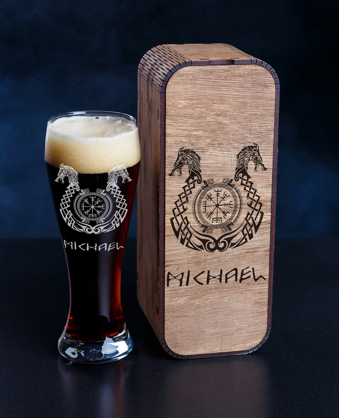 Engraved Viking Beer Glass Set -196- : Personalized Norse Gift With ...