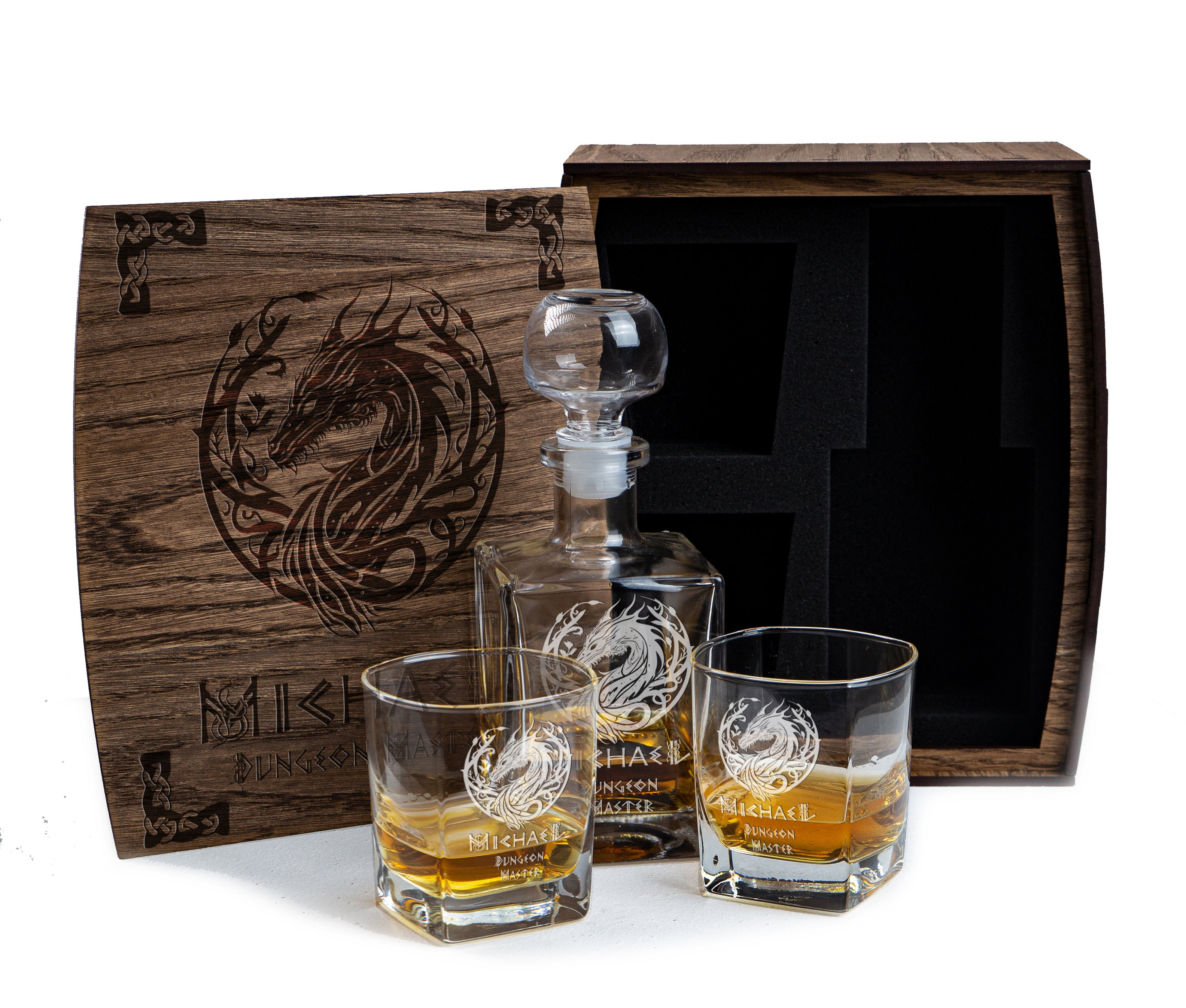 Personalized Dragon Whiskey Decanter Set - 151 - : Engraved Gift for ...