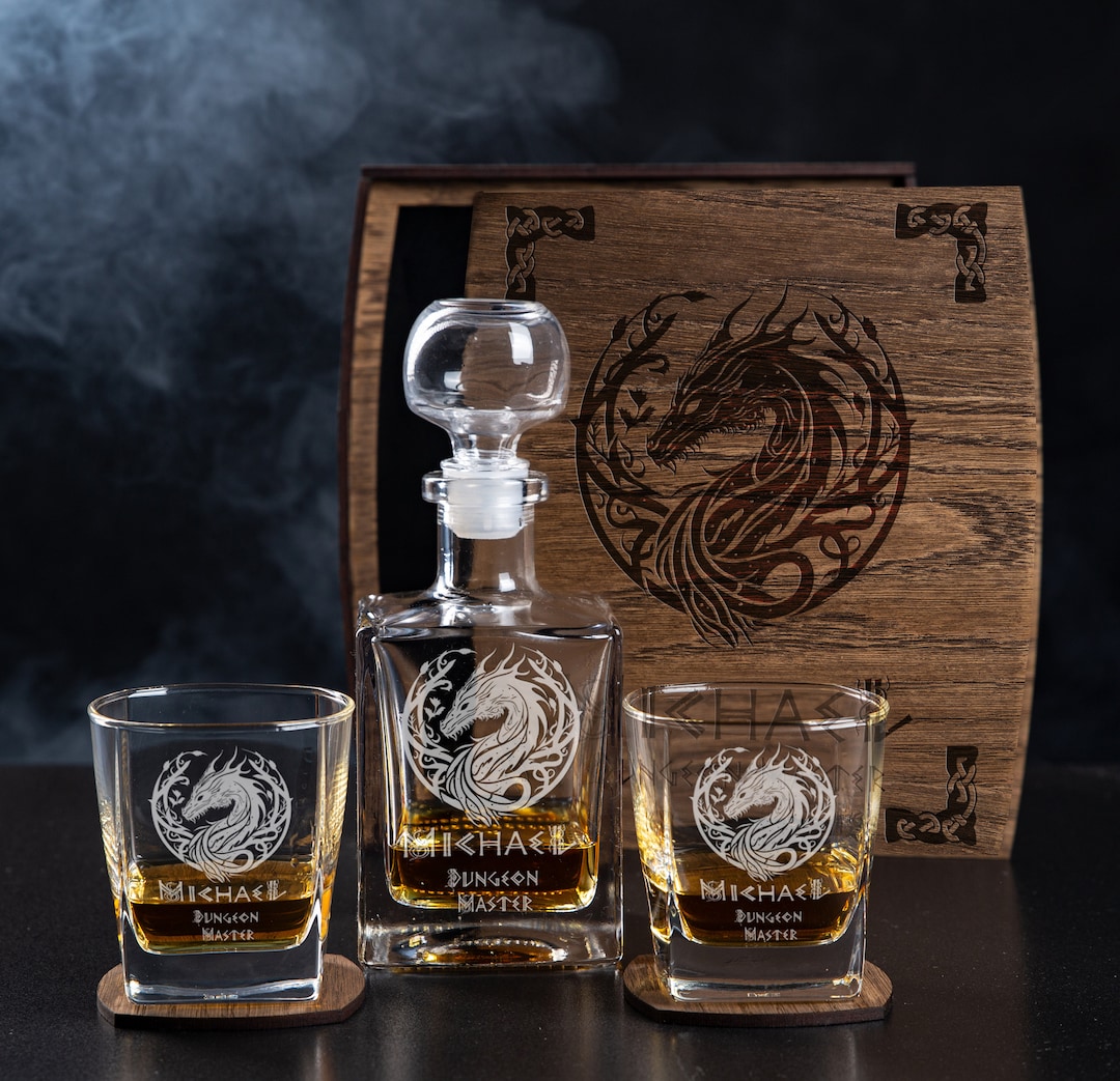 Personalized Dragon Whiskey Decanter Set - 151 - : Engraved Gift for ...