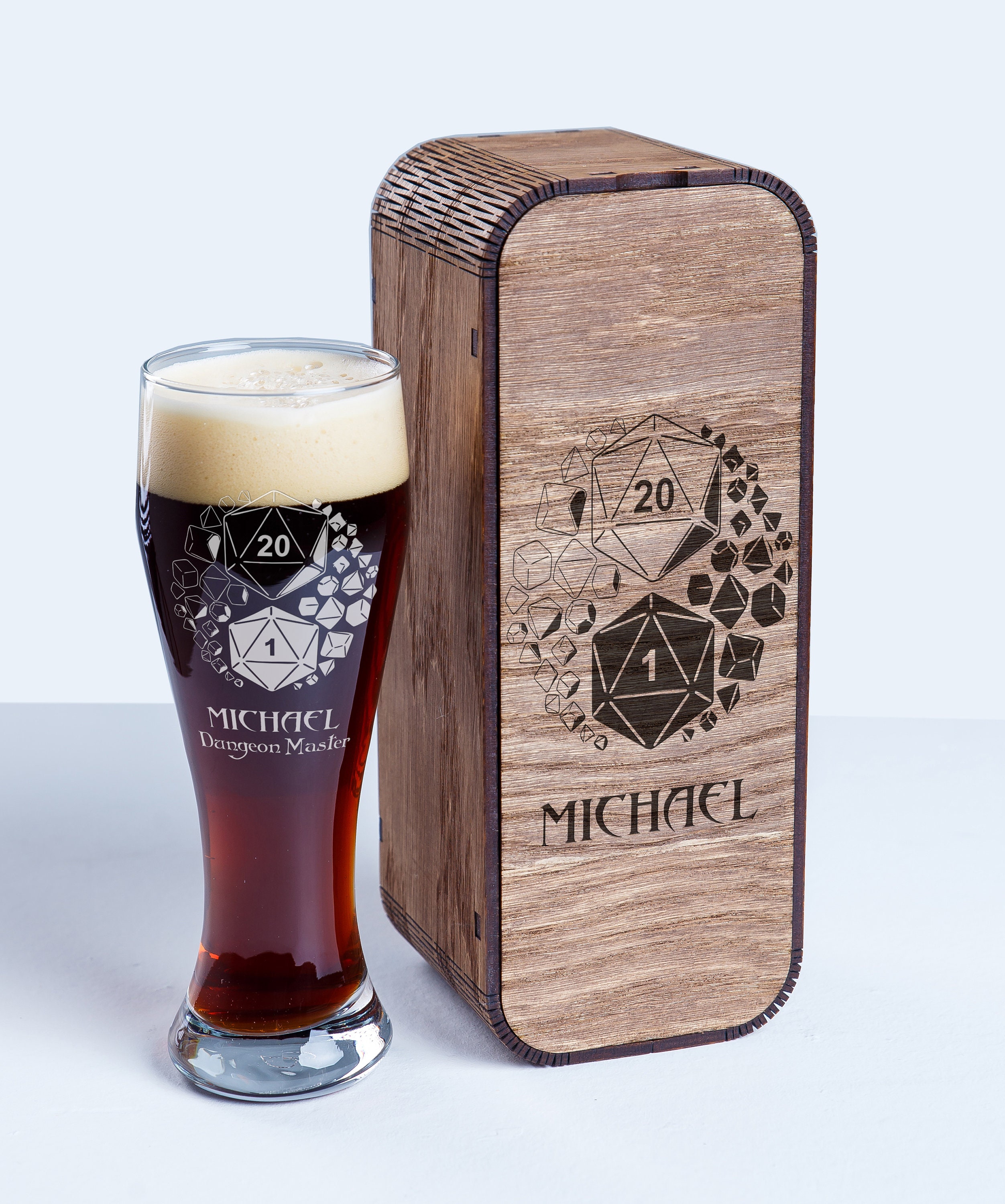 Personalized Beer Glass and Wooden Box 220 Wooden Boxed Beer - Etsy
