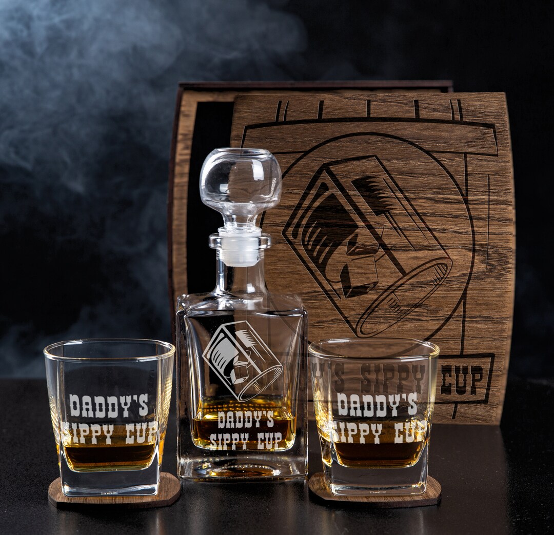 Personalized Whiskey Gift Set - Decanter Set Number 163 - Daddy's Sippy ...