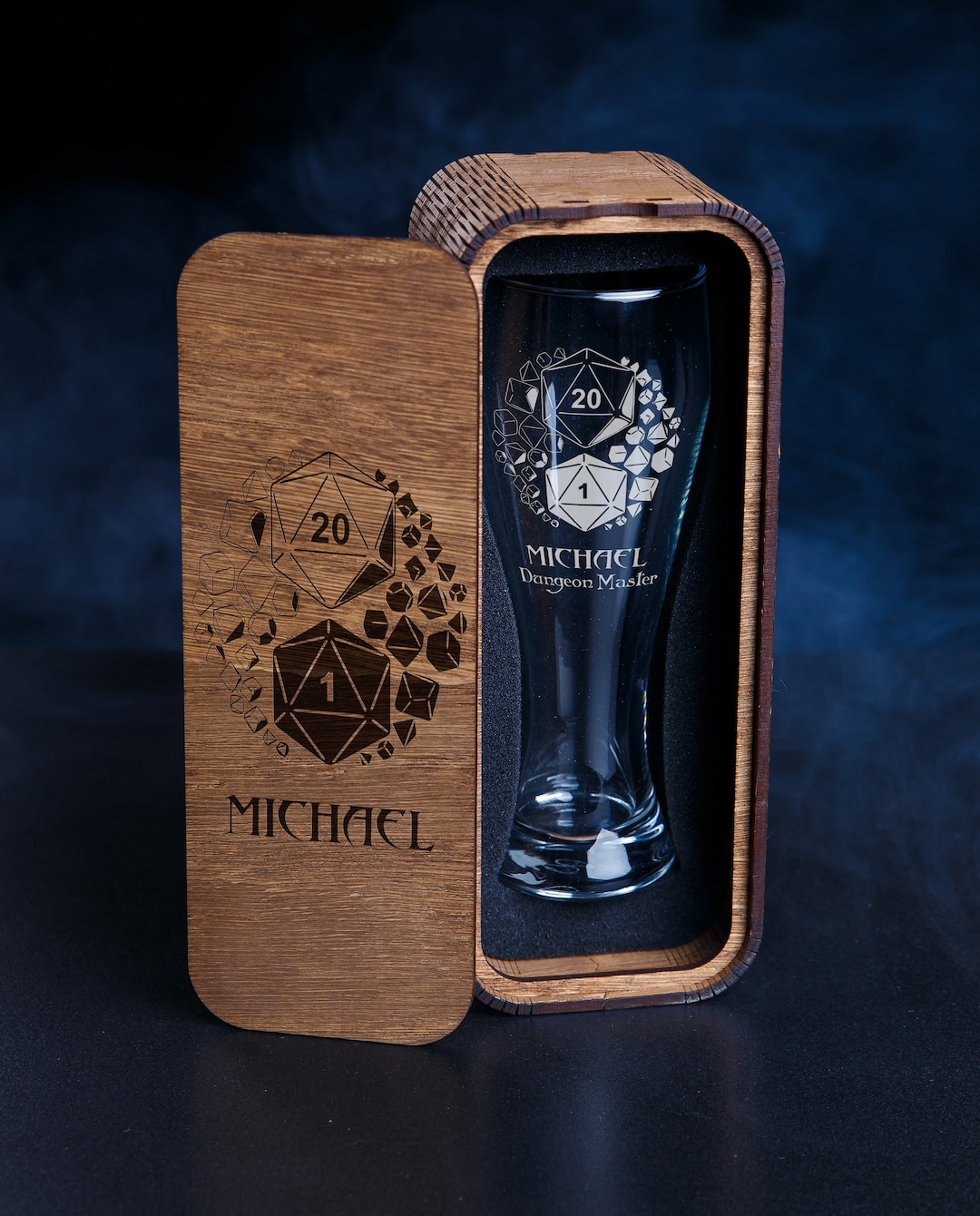 Personalized Beer Glass and Wooden Box -220- Wooden Boxed Beer Glass ...