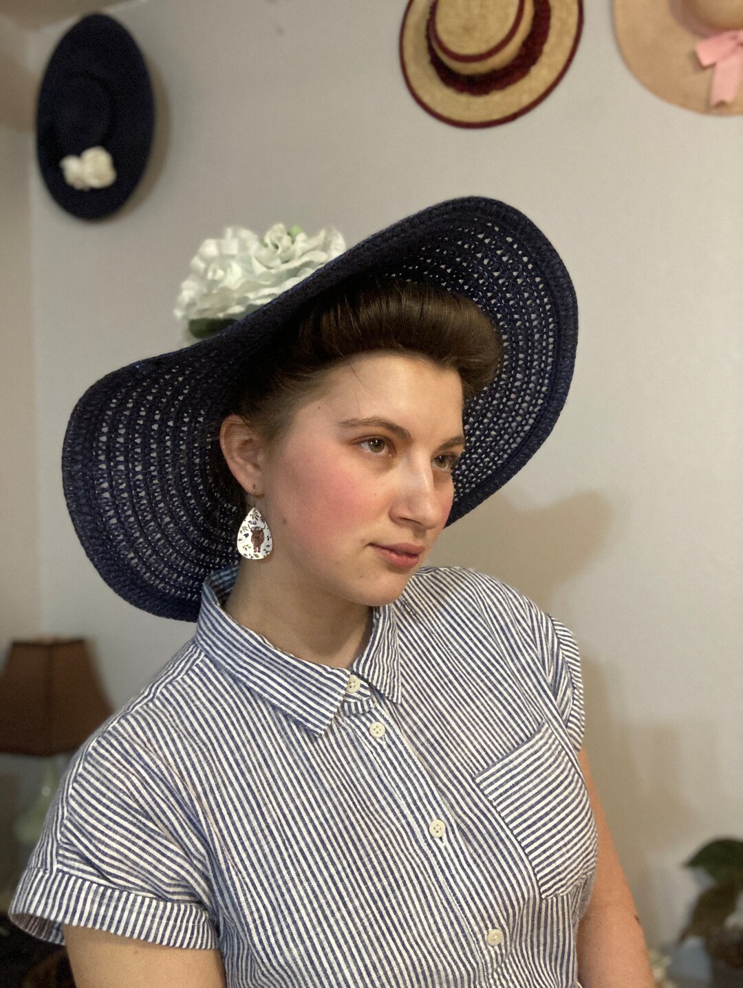 Classy 'modern-does-vintage' Drooping Sunhat - Etsy