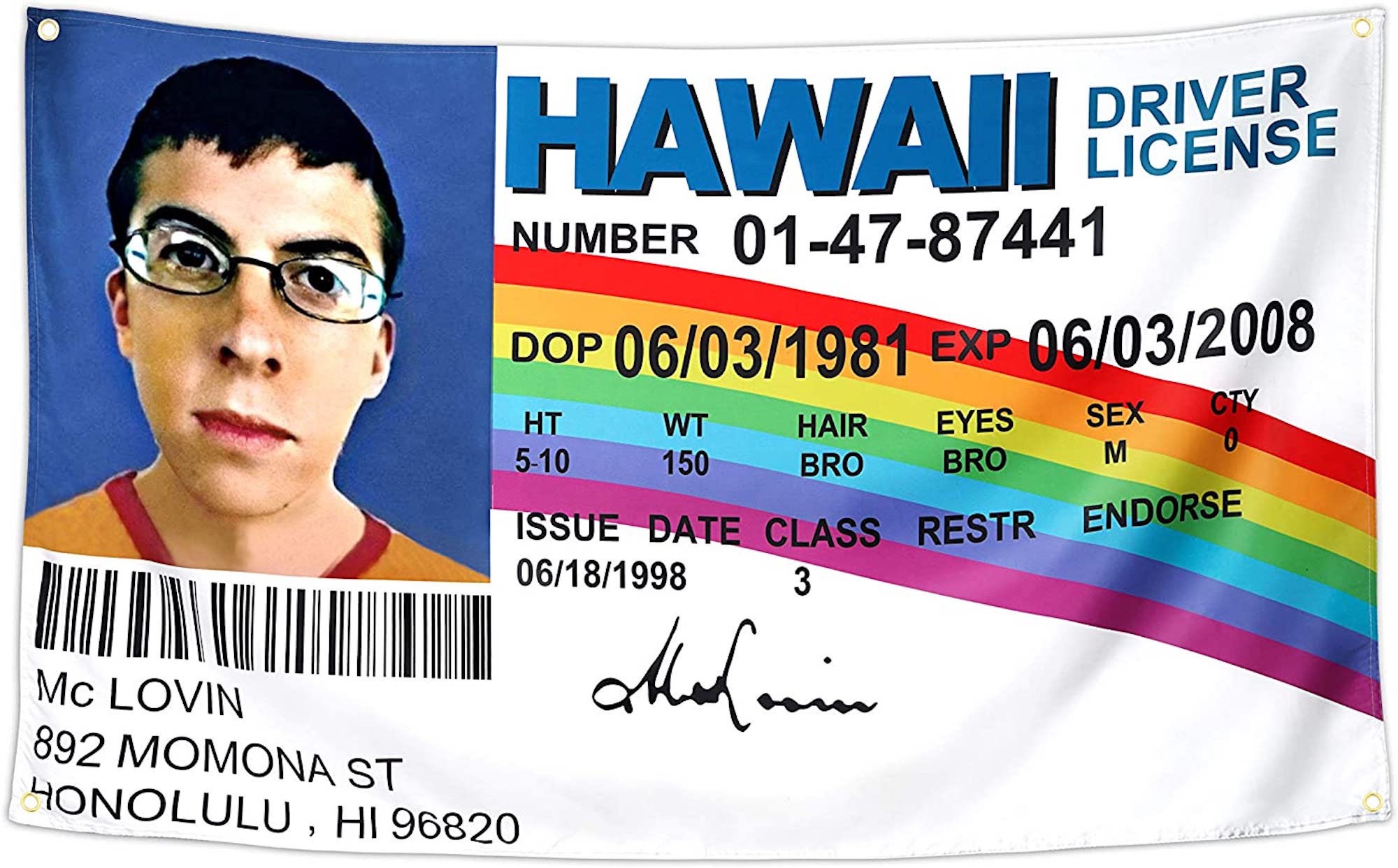 HAWAII Mclovin Tapestry Driver License Flag Mclovin Flag | Etsy UK