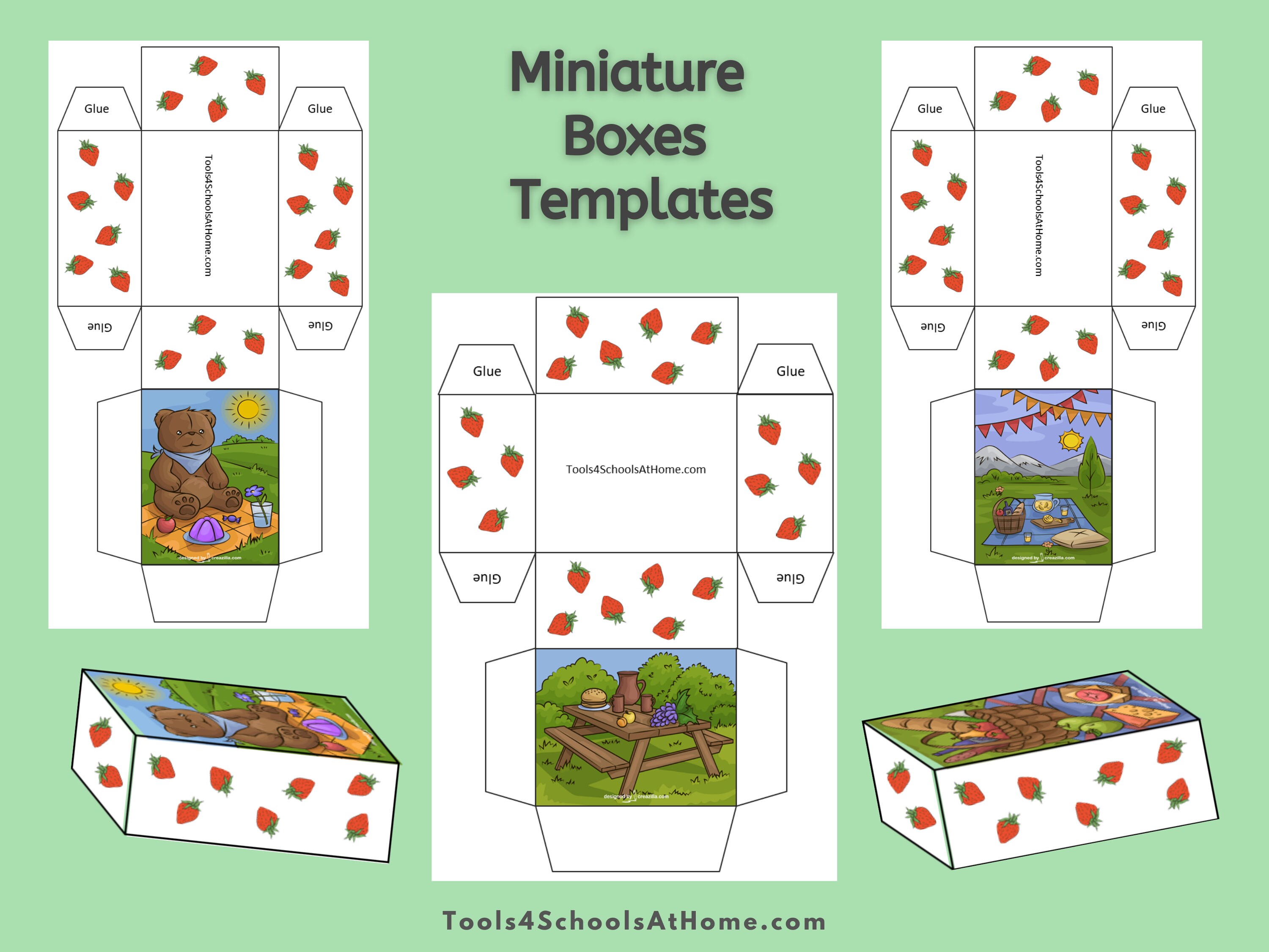 8 Picnic Printable Jigsaw Puzzles and Miniature Boxes - Etsy