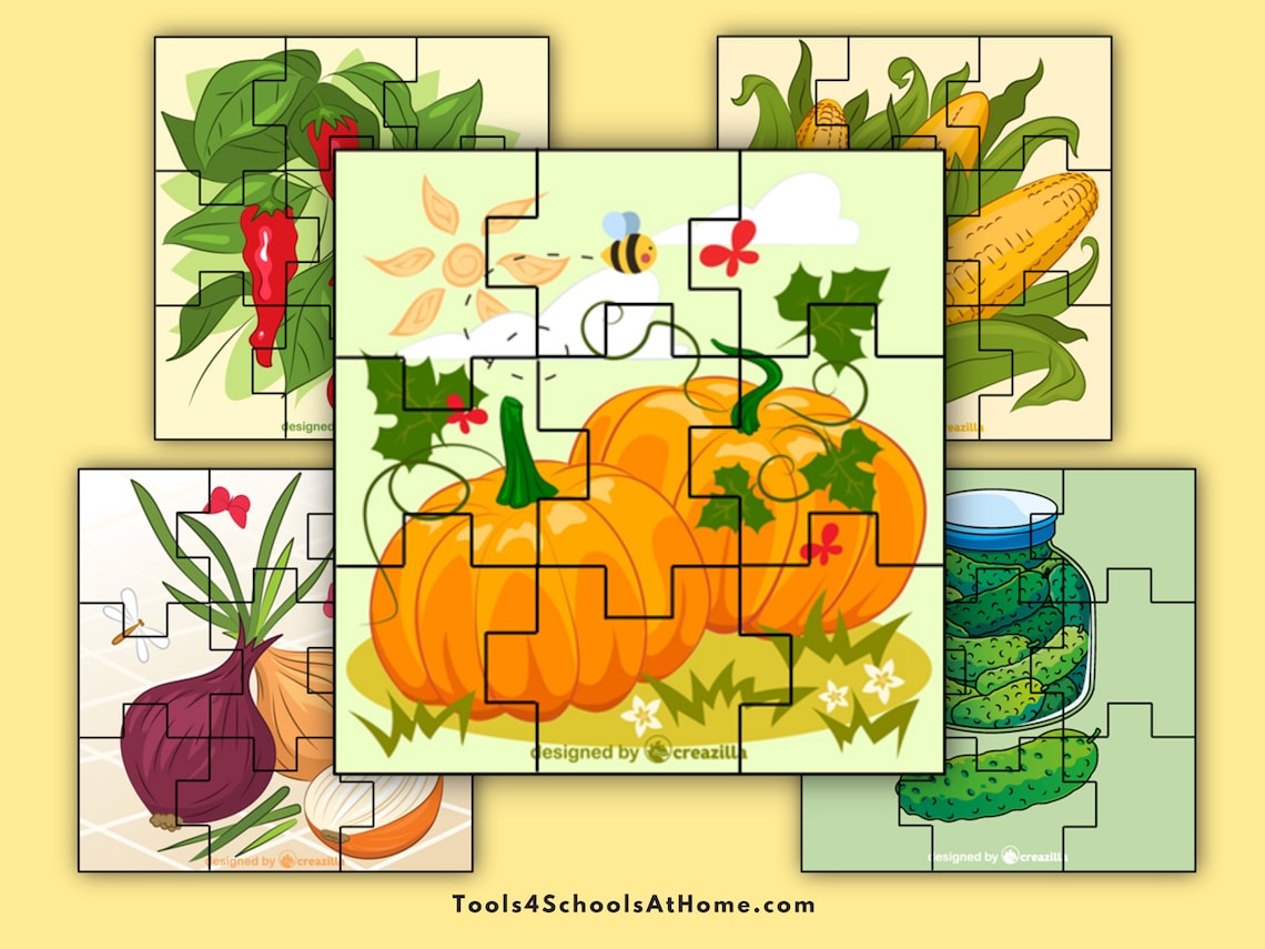 8 Printable Vegetable Jigsaw Puzzles & Miniature Storage Boxes - Etsy