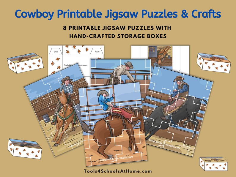 8 Cowboys Jigsaw Puzzles and Hand-crafted Boxes - Etsy