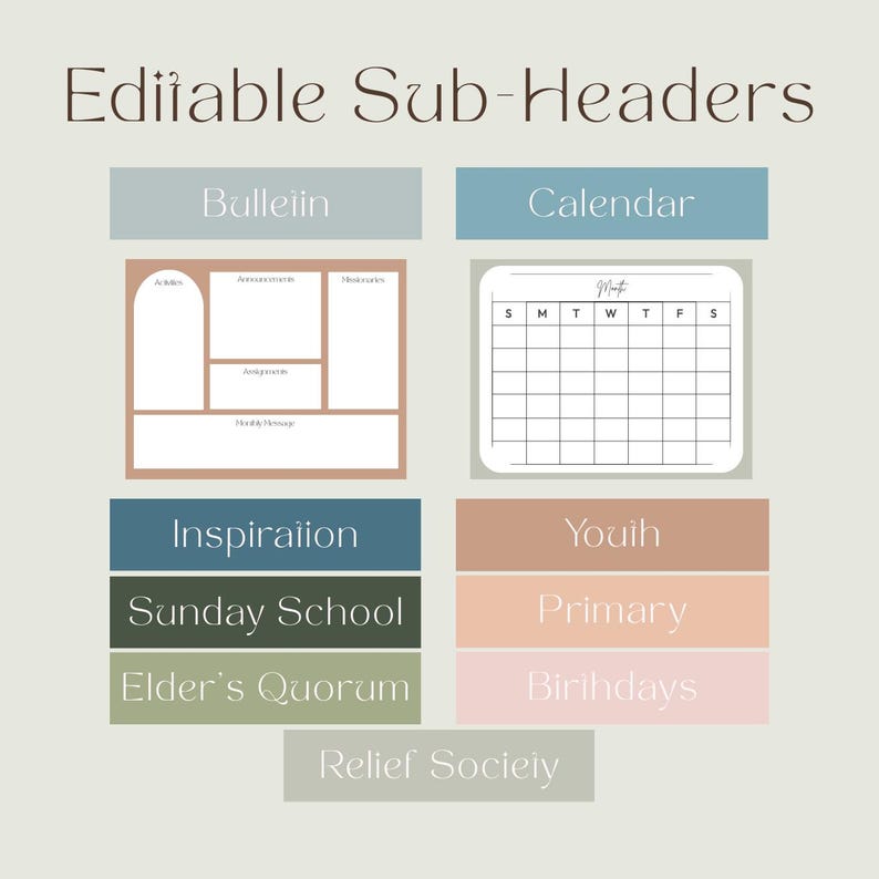 Editable LDS Ward Bulletin Kit | Canva Template | Church Bulletin Board ...
