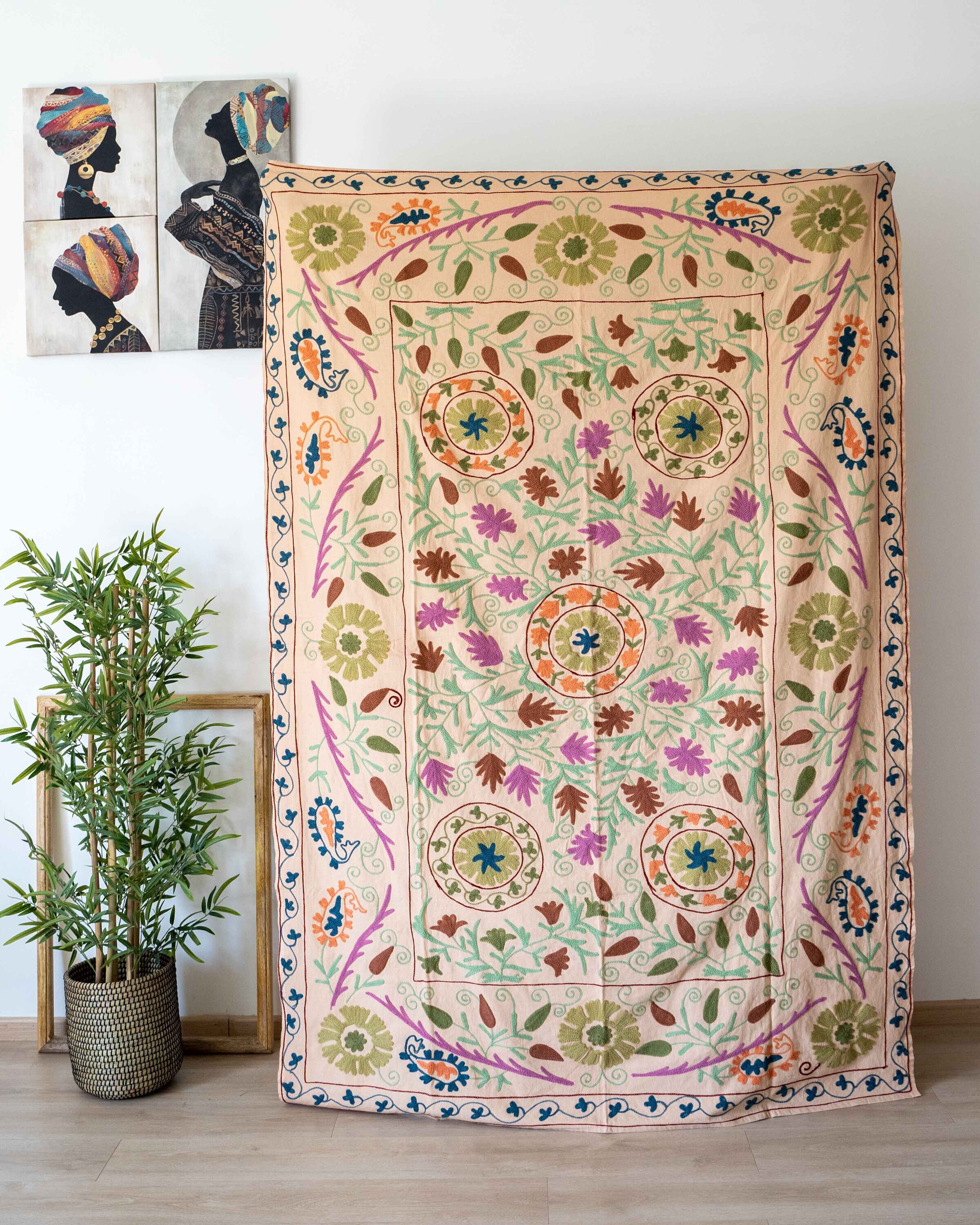 Suzani Handmade Throw ,blanket ,fully Embroidery Bed Sheet, Bedspread ...
